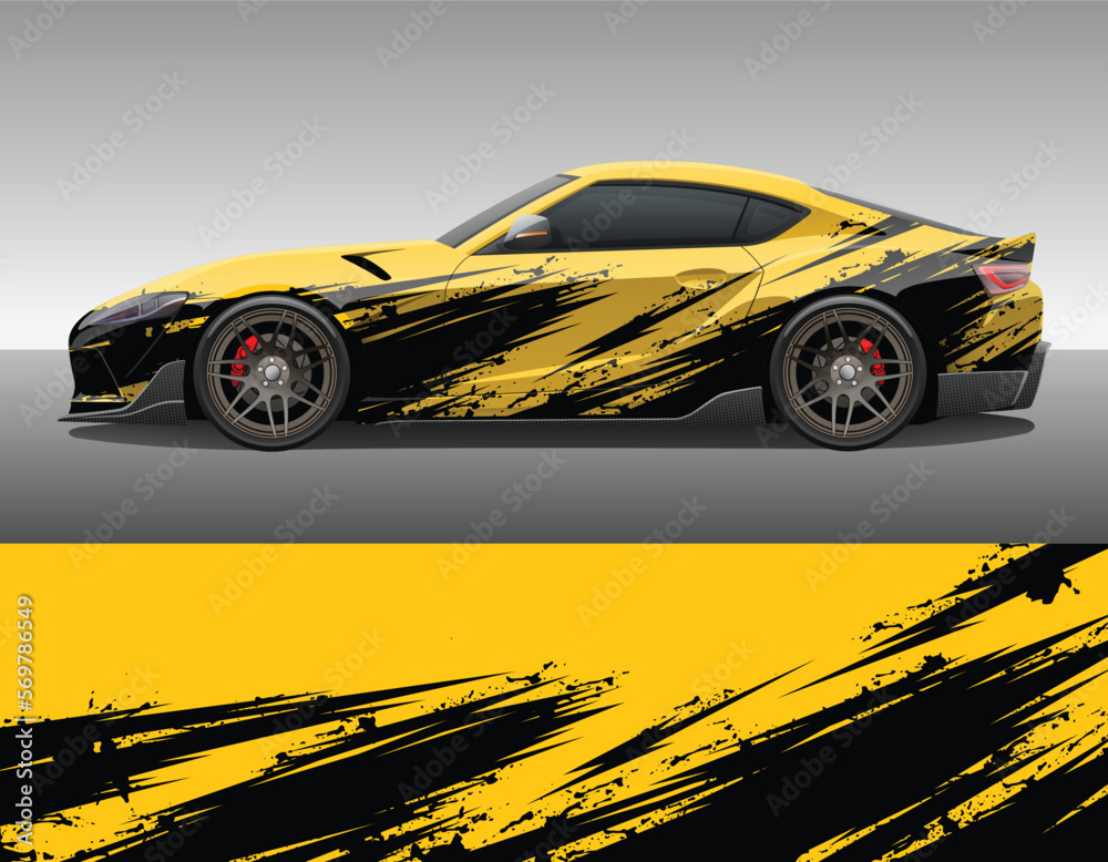 Car wrap vinyl racing decal ornament. Abstract grunge splash stripes ...