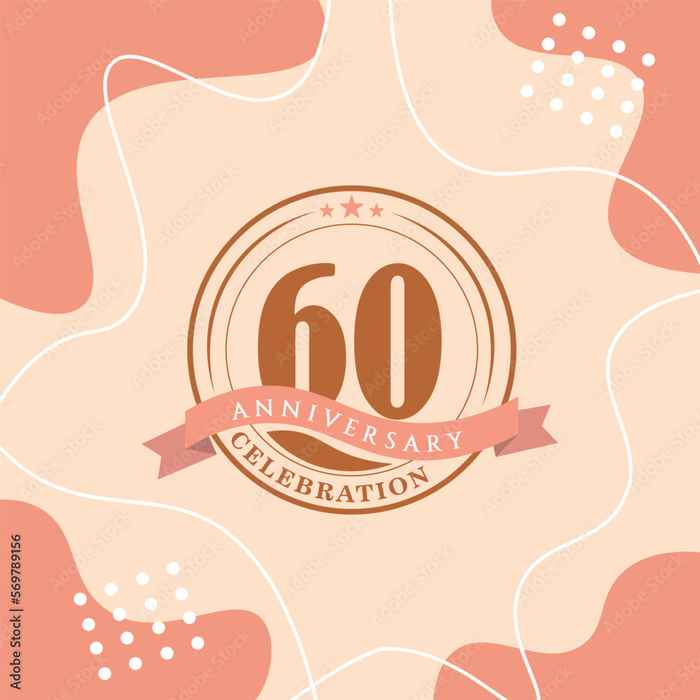 60th anniversary celebration logo vector design with brown color ...