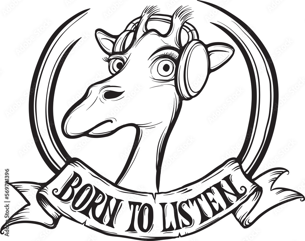 whiteboard drawing born to listen giraffe - PNG image with transparent ...