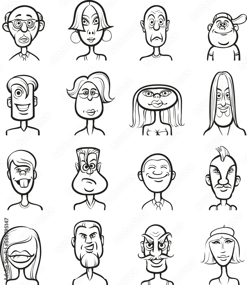 whiteboard drawing humor cartoon faces vector collection - PNG image ...