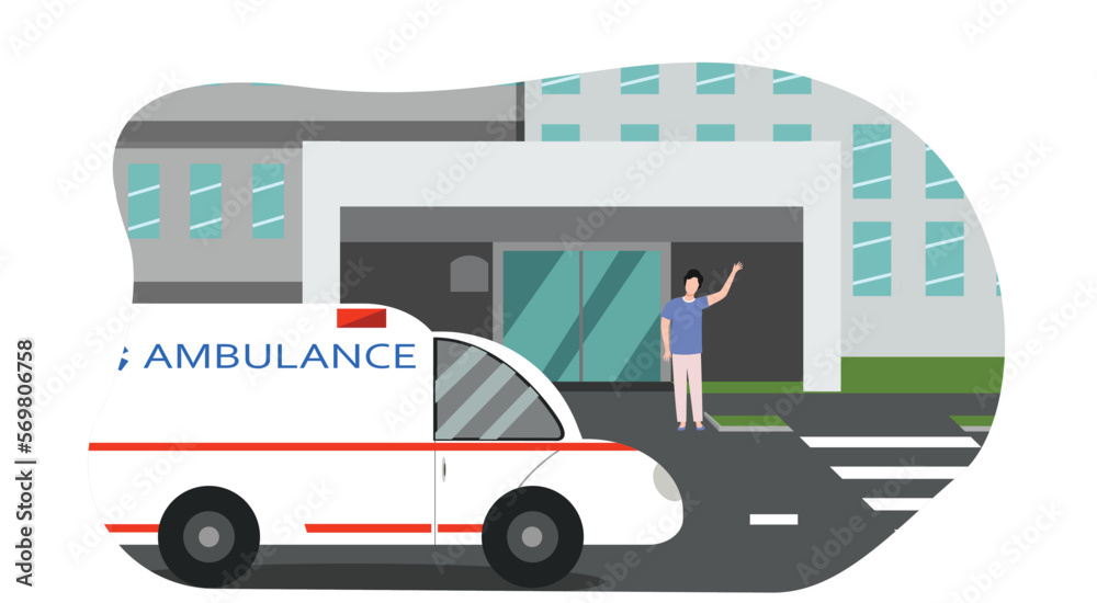 Vetor Person calling Ambulance and gesture ambulance for rising hand to ...