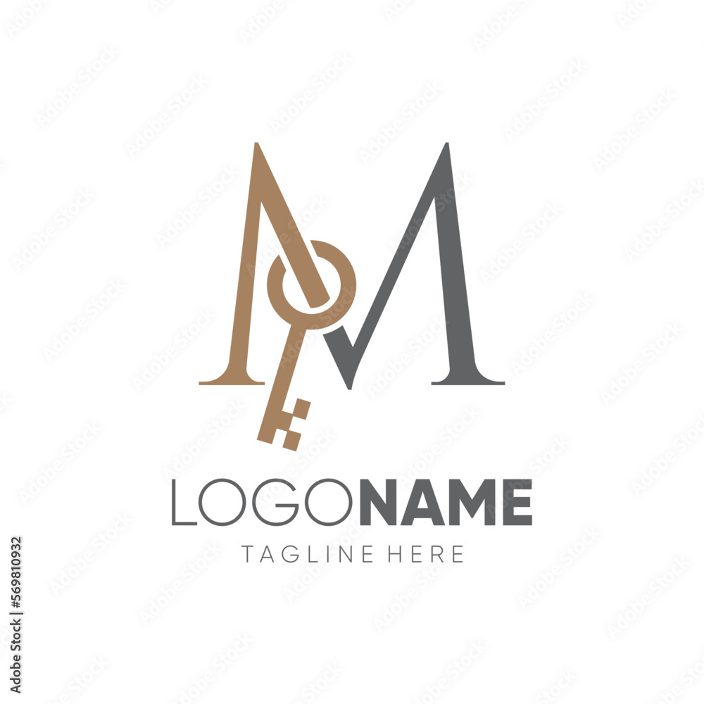 Initial Letter M Key Logo Design Vector Icon Graphic Emblem ...