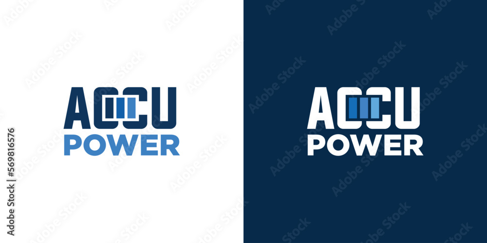 Unique and powerful accu power logo design Stock Vector | Adobe Stock