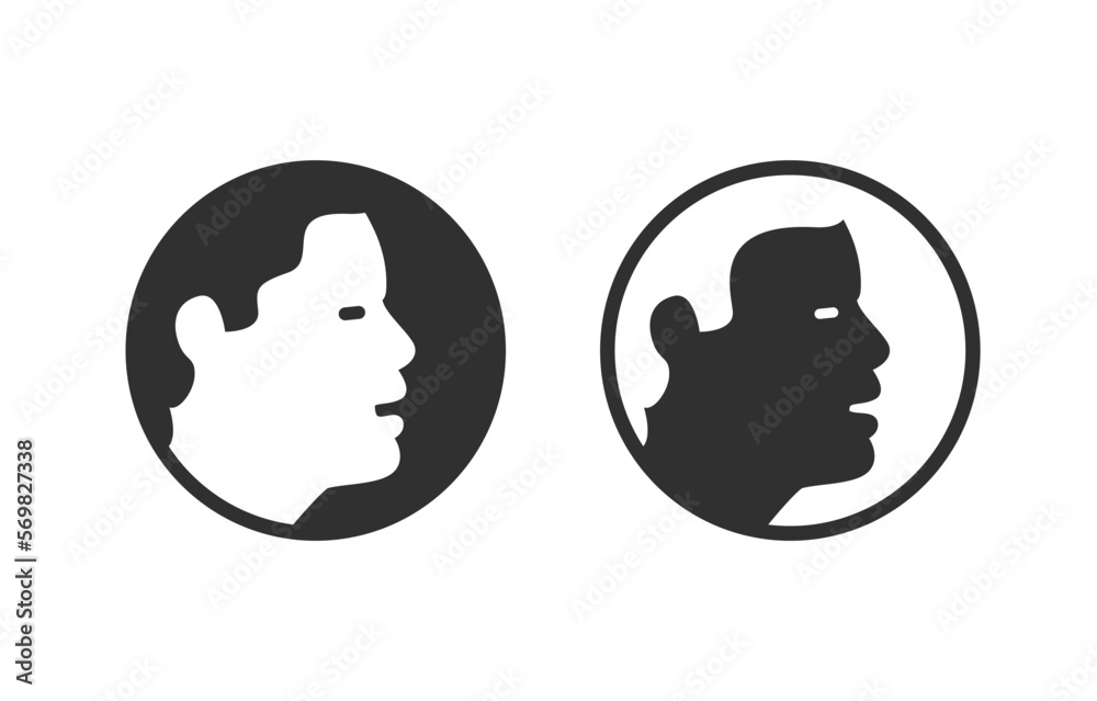 Face head silhouette side shape icon vector, human man user profile ...