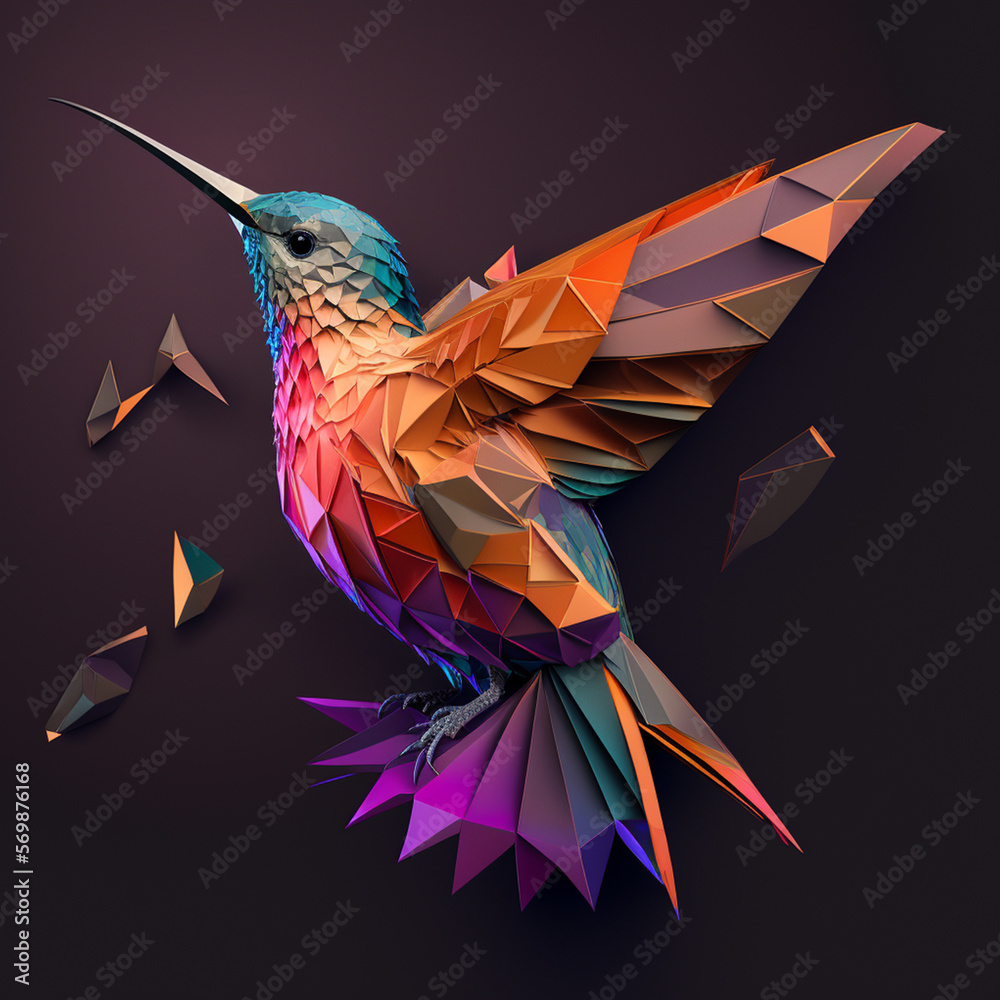 Colibri infinity colour origami Stock Illustration | Adobe Stock