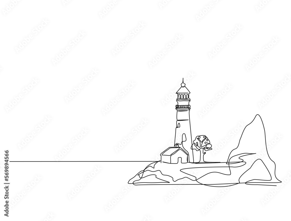 Continuous one line drawing of lighthouse tower. Simple illustration of ...