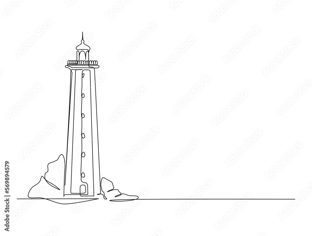 Continuous one line drawing of lighthouse tower. Simple illustration of ...