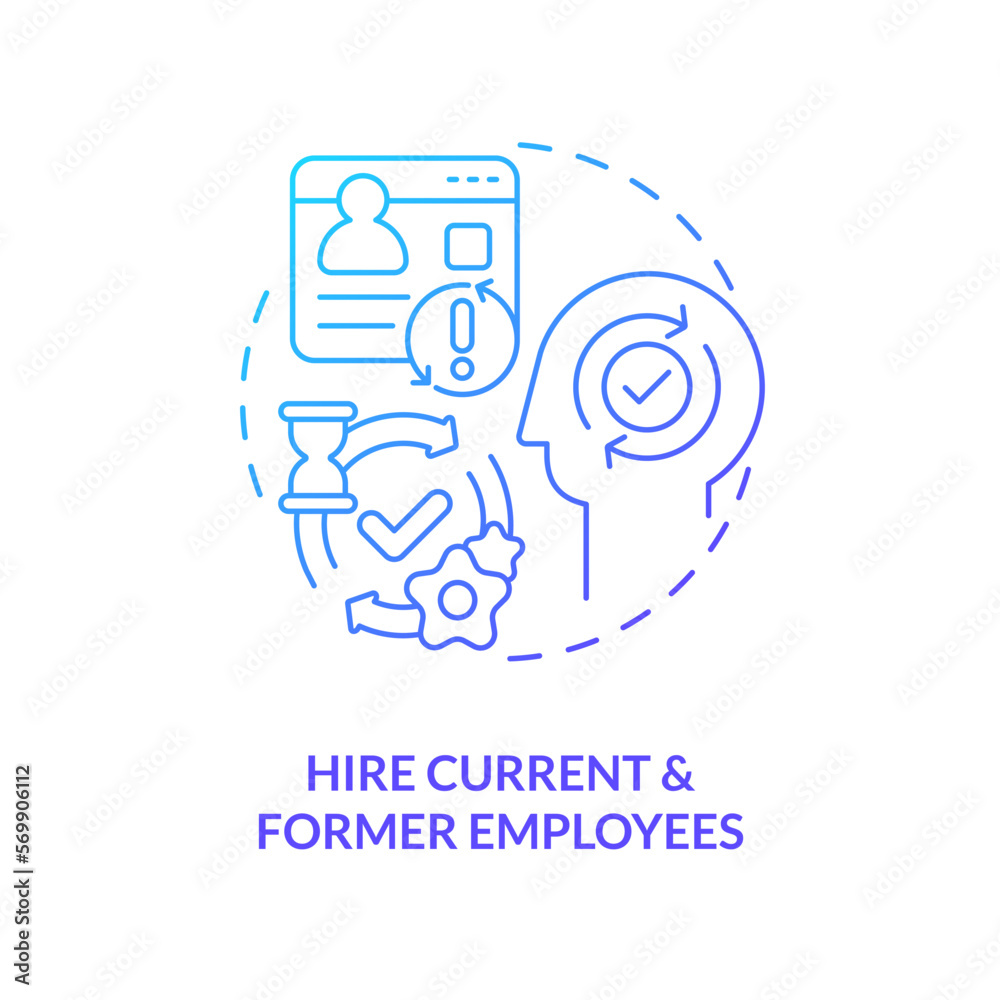 Hire current and former employees blue gradient concept icon. Internal ...