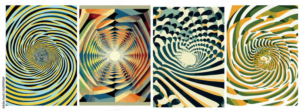 Set of backgrounds for text psychedelic illusions. Set of optical ...