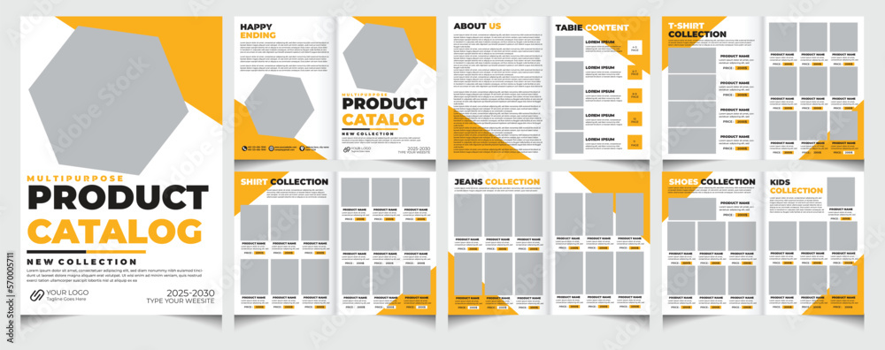 Multipurpose company product catalogue design template, clean and ...
