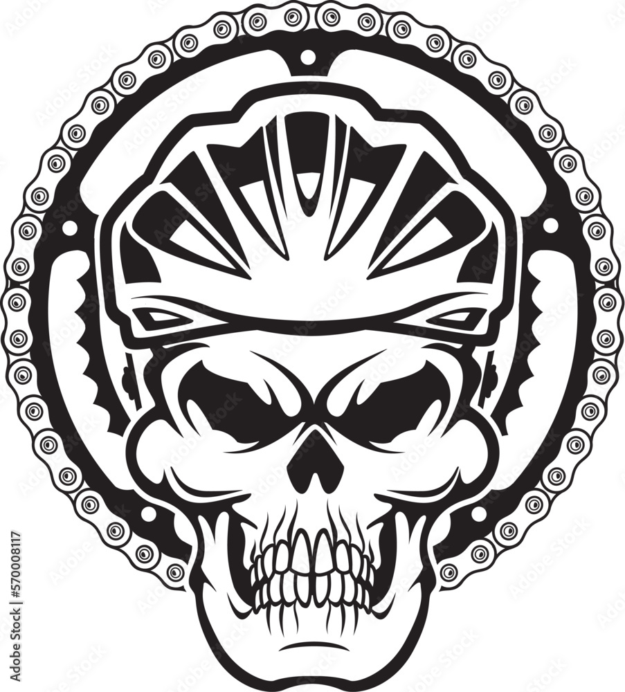human skeleton wearing a bicycle safety helmet Stock Vector | Adobe Stock