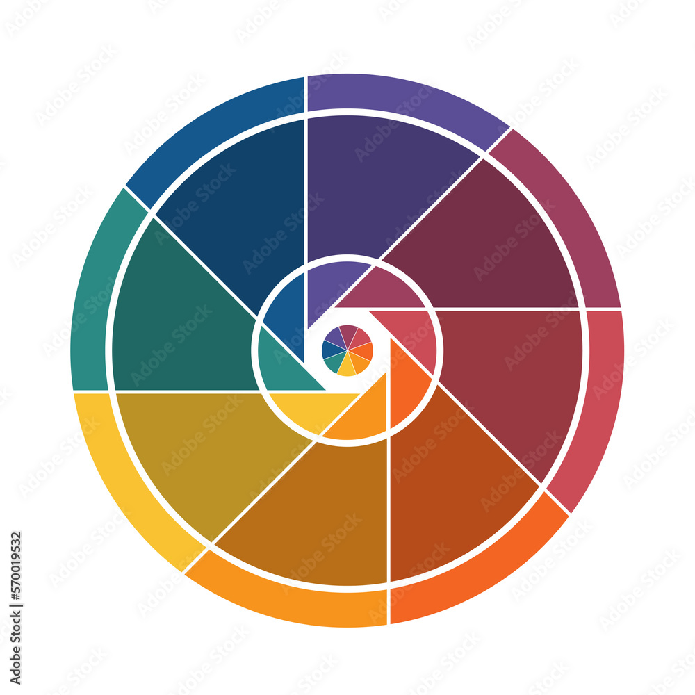 Infographic for 8 positions, color pie chart Stock Illustration | Adobe ...