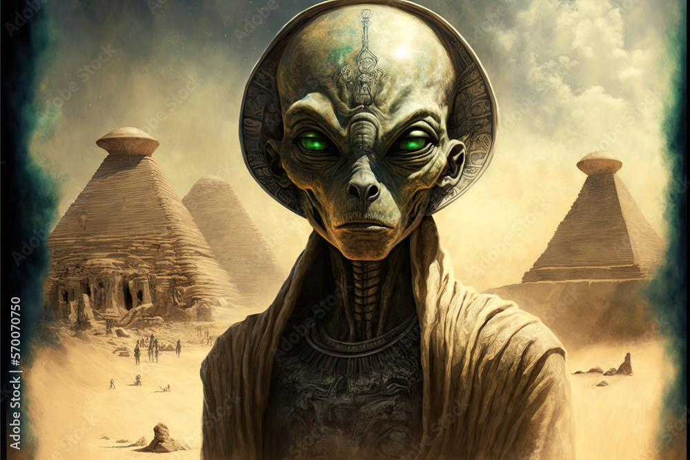 Grey Extraterrestrial Ancient Alien and UFO Stock Illustration | Adobe ...