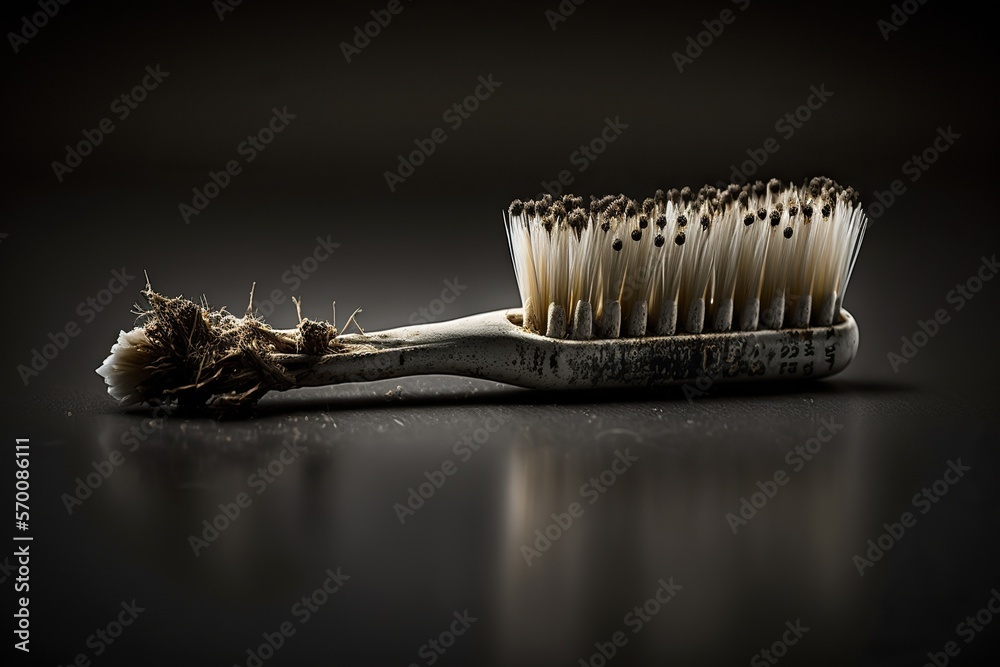 Old toothbrush with tousled bristles, concept of Deterioration and ...
