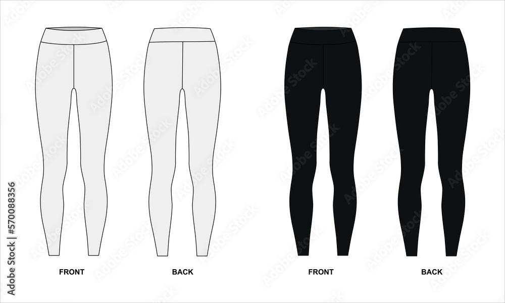 Vector illustration of white and black leggings. Leggings template ...