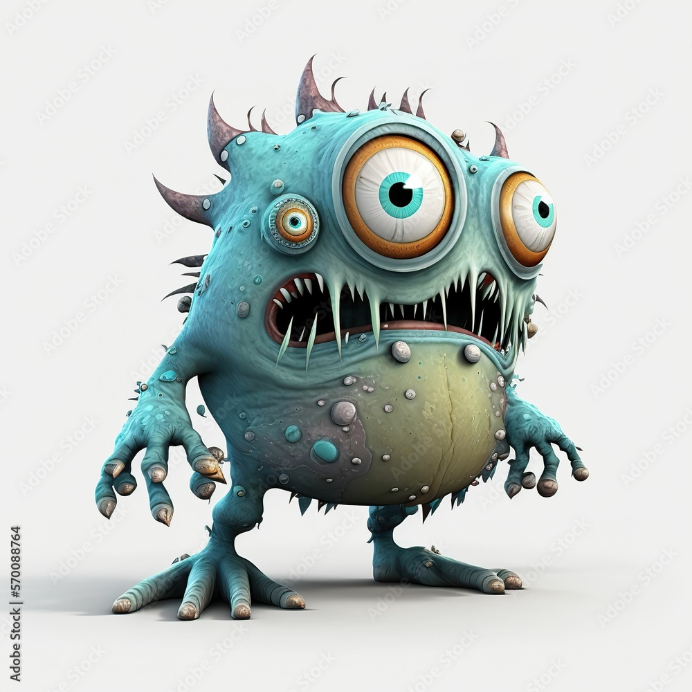 Monster alien cute cool funny cartoon character illustration sci-fi fantasy scifi isolated ...