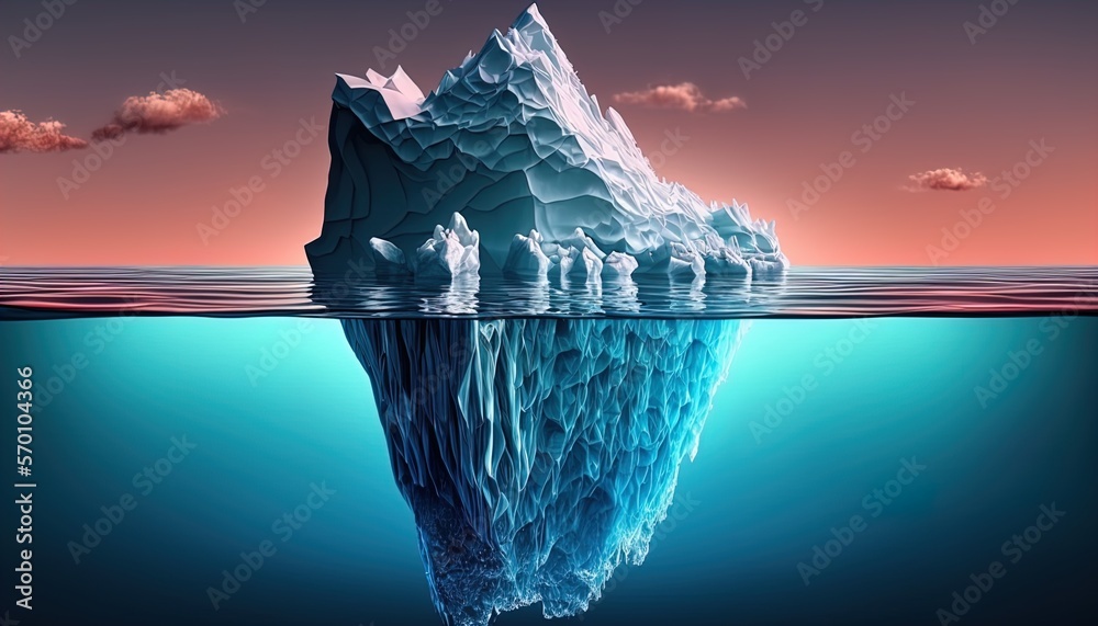 Ilustración de Stock iceberg model in polar regions which shows a big ...