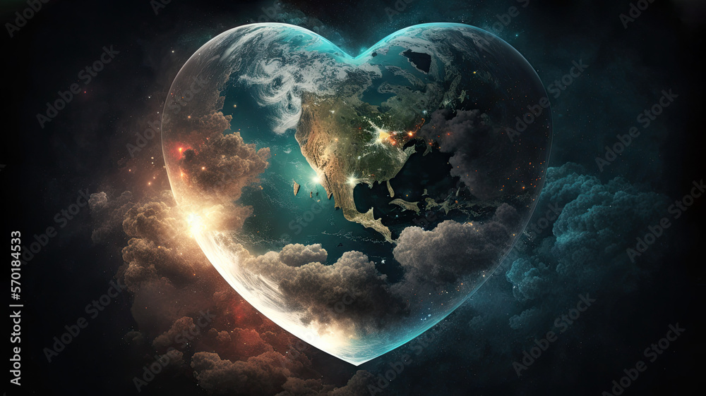 Heart shaped earth. Love and save our planet. Earth Day or Environment ...