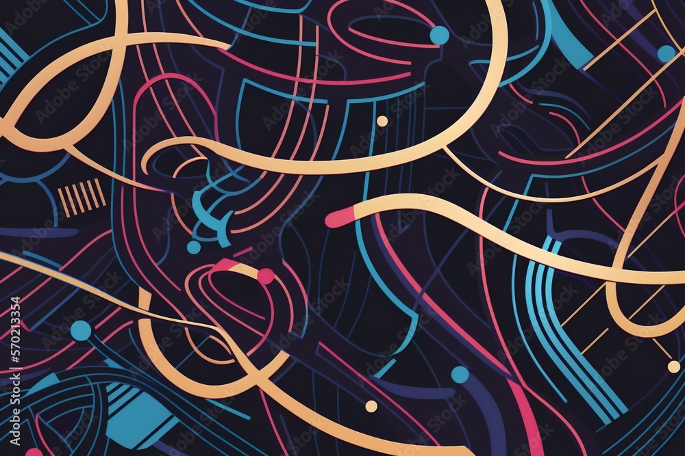 abstract pattern made up of interconnected shapes and lines ...