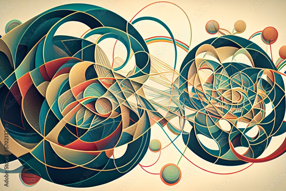 abstract pattern made up of interconnected shapes and lines ...