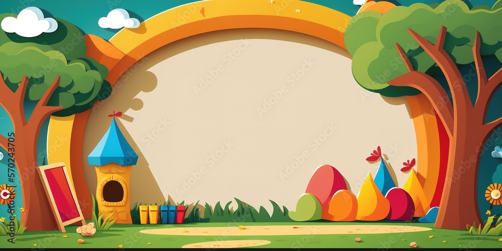 Kindergarten or preschool colorful banner with empty copy space ...