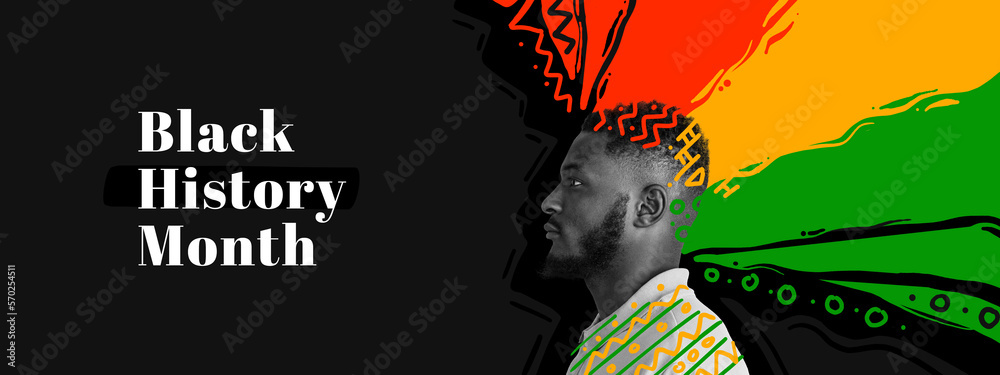 Racial equality. African-american man in red yellow green colors over ...