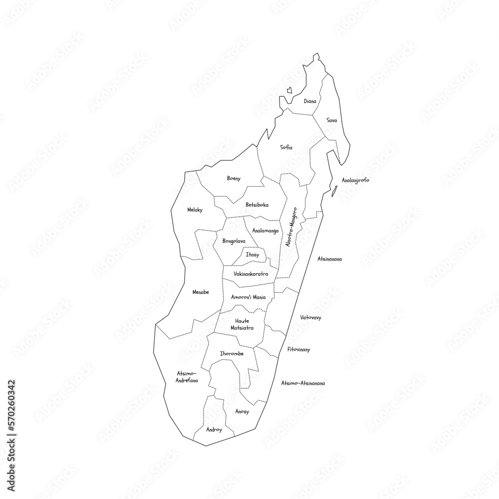 Madagascar political map of administrative divisions - regions ...