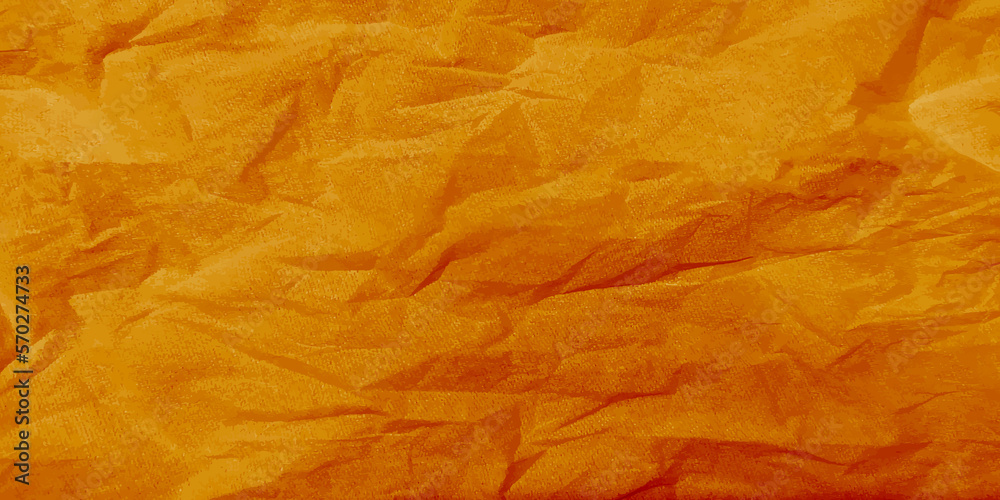 Orange creased crumpled paper texture can be use as background. Ragged ...