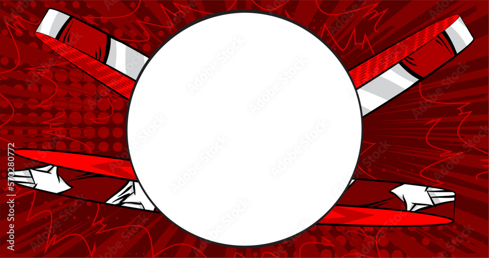 Cartoon vector pop art comics background. Blank Circle shape on Comic ...