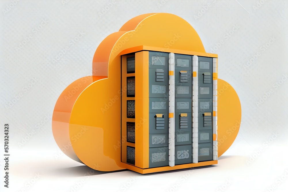 Database symbol and storage cloud isolated on white background. 3d ...