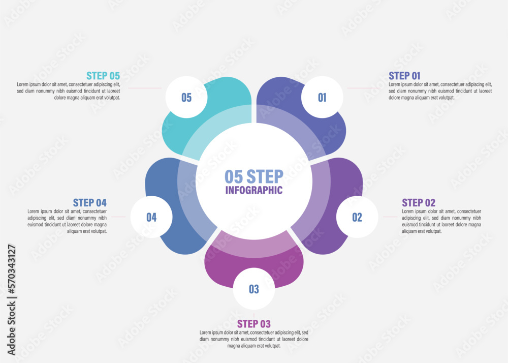 Business infographics. Vector flower chart with 5, 6, 7, 8, 9, 10 steps, options, processes ...