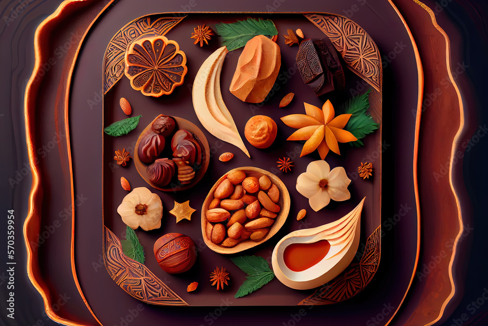 selamat hari raya aidilfitri vector illustration with traditional kuih ...