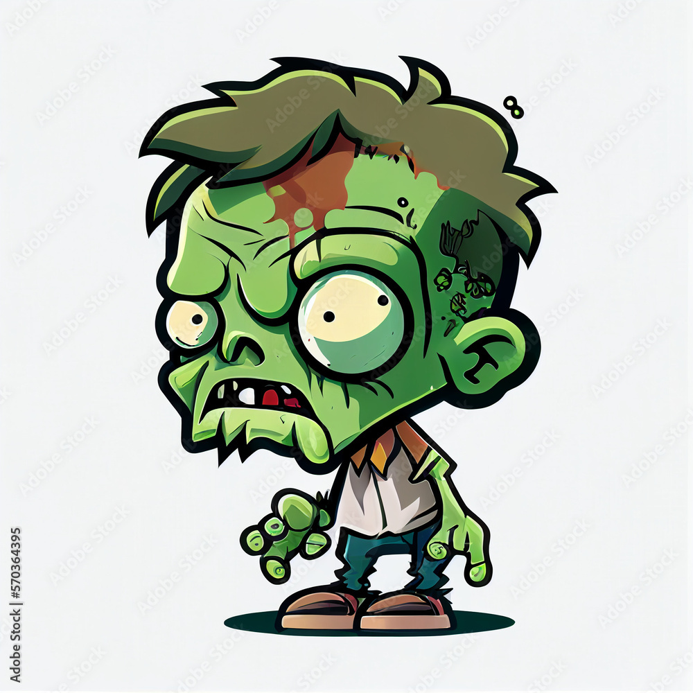 Zombie boy cute clip art sticker no background Stock Illustration ...