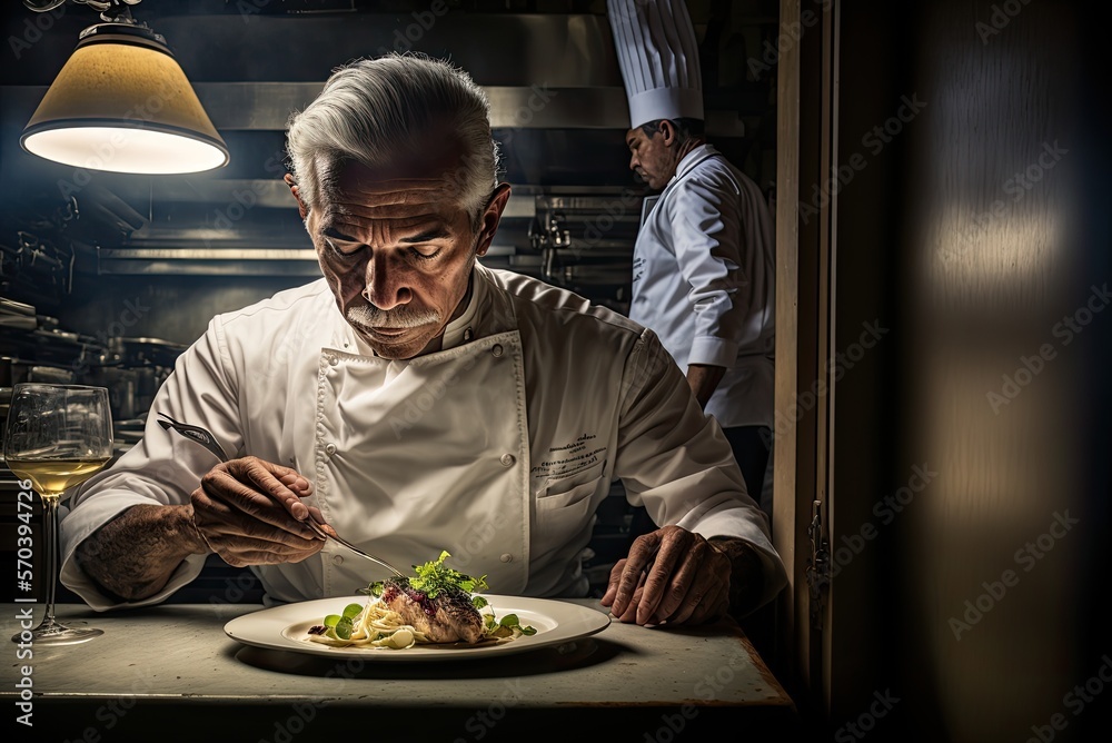 Illustration Stock Collage of an experienced older chef in a chef's hat ...