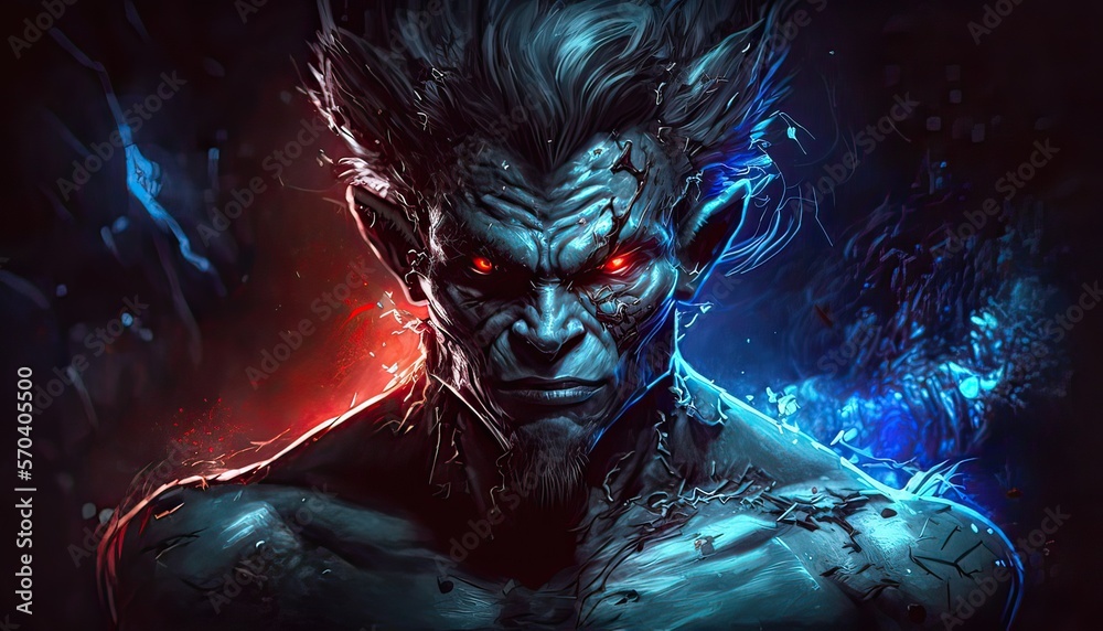 Cursed prince transforms into beast at night. Illustration fantasy by ...