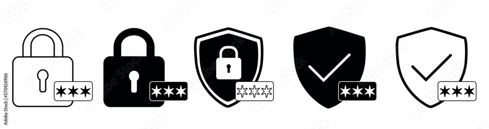 Security shield icons set. Security shields logotypes. Security shield ...