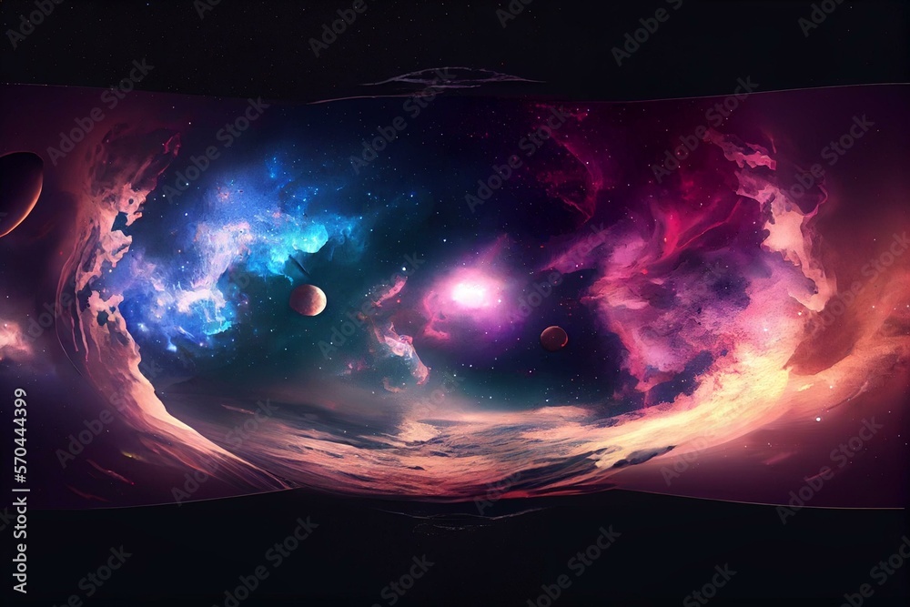 Ilustración de Stock equirectangular projection space. nebula. stars ...