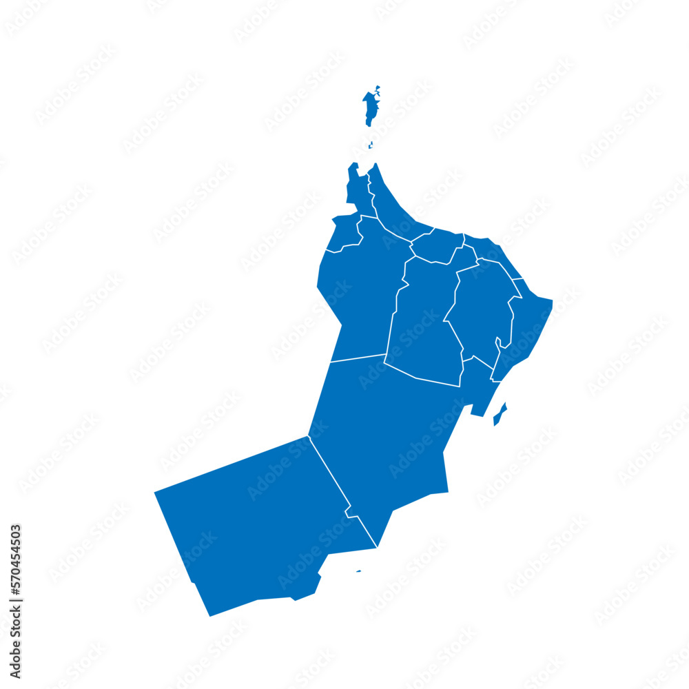 Oman political map of administrative divisions - governorates. Solid ...