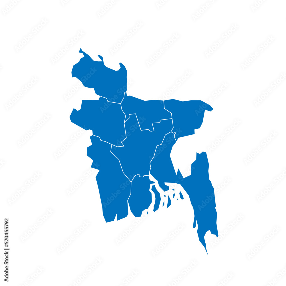 Bangladesh political map of administrative divisions - divisions. Solid ...
