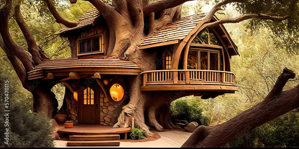Whimsical wooden treehouse - an adventurous designer treehouse with ...