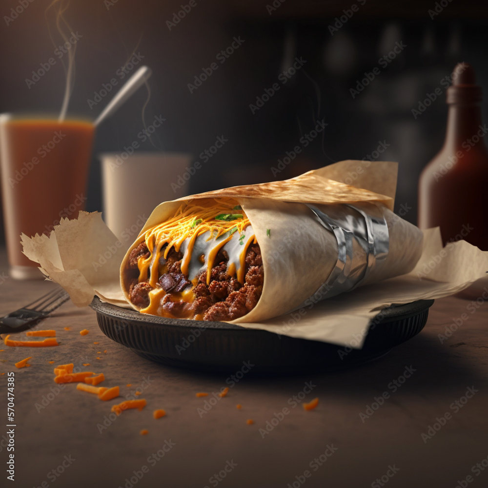 local slimy grilled cheese burrito, food, 4k, realistic, Generative AI ...