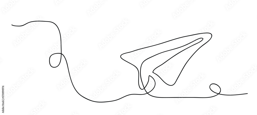 Paper airplane one line drawing vector. Continuous one hand drawn ...