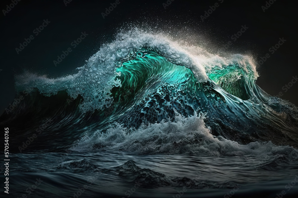 Luminoscent sea waves glittering cinematic ocean wave, nature, full hd ...