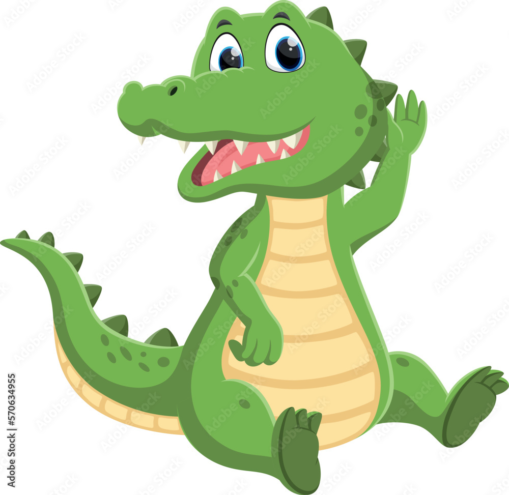 Cartoon Cute crocodile waving hand isolated on white background Stock ...