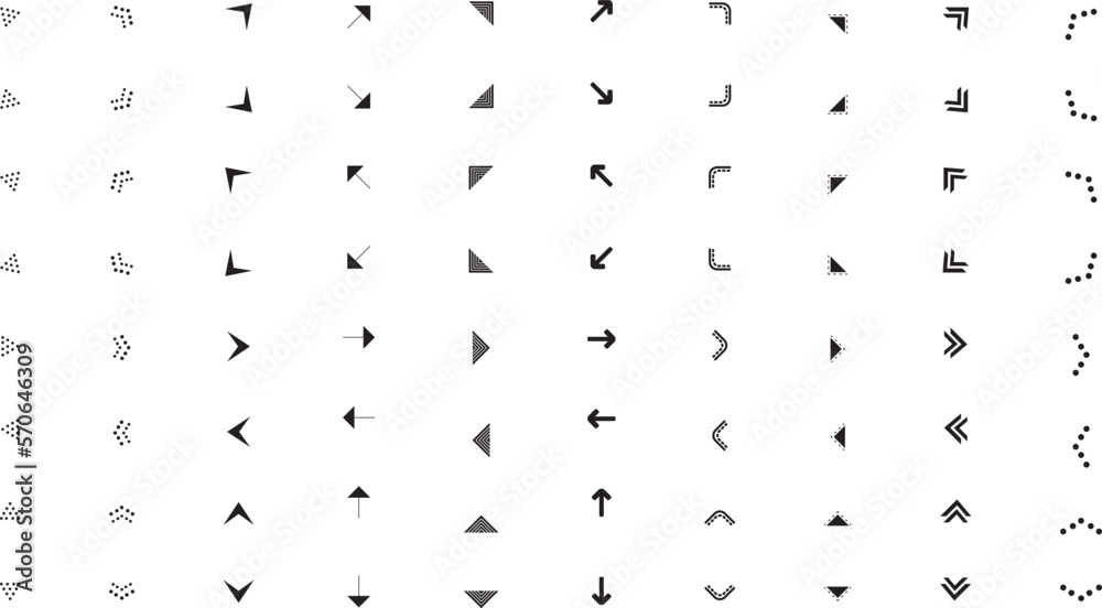Set of arrows icons title, depict arrows, indicate direction, movement ...
