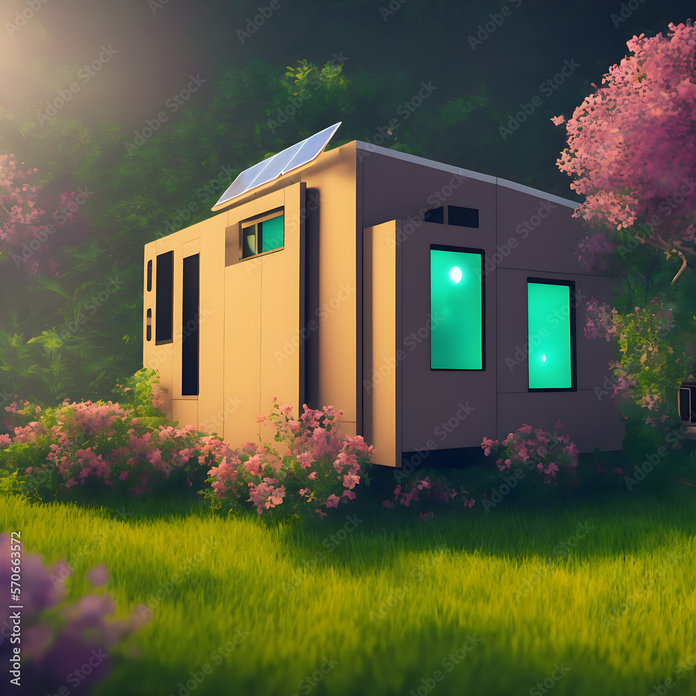 Prefab modular eco homes. Concept art for architecture design ...
