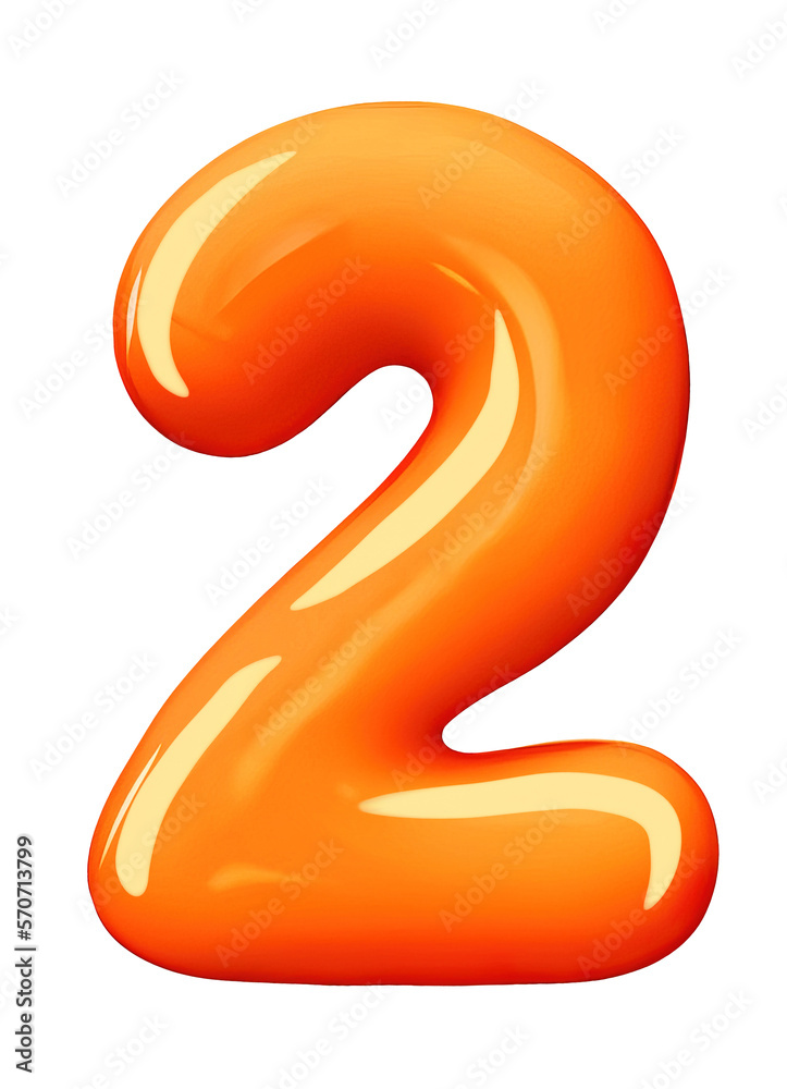 Number two figure sign orange color. Realistic 3d design in cartoon ...