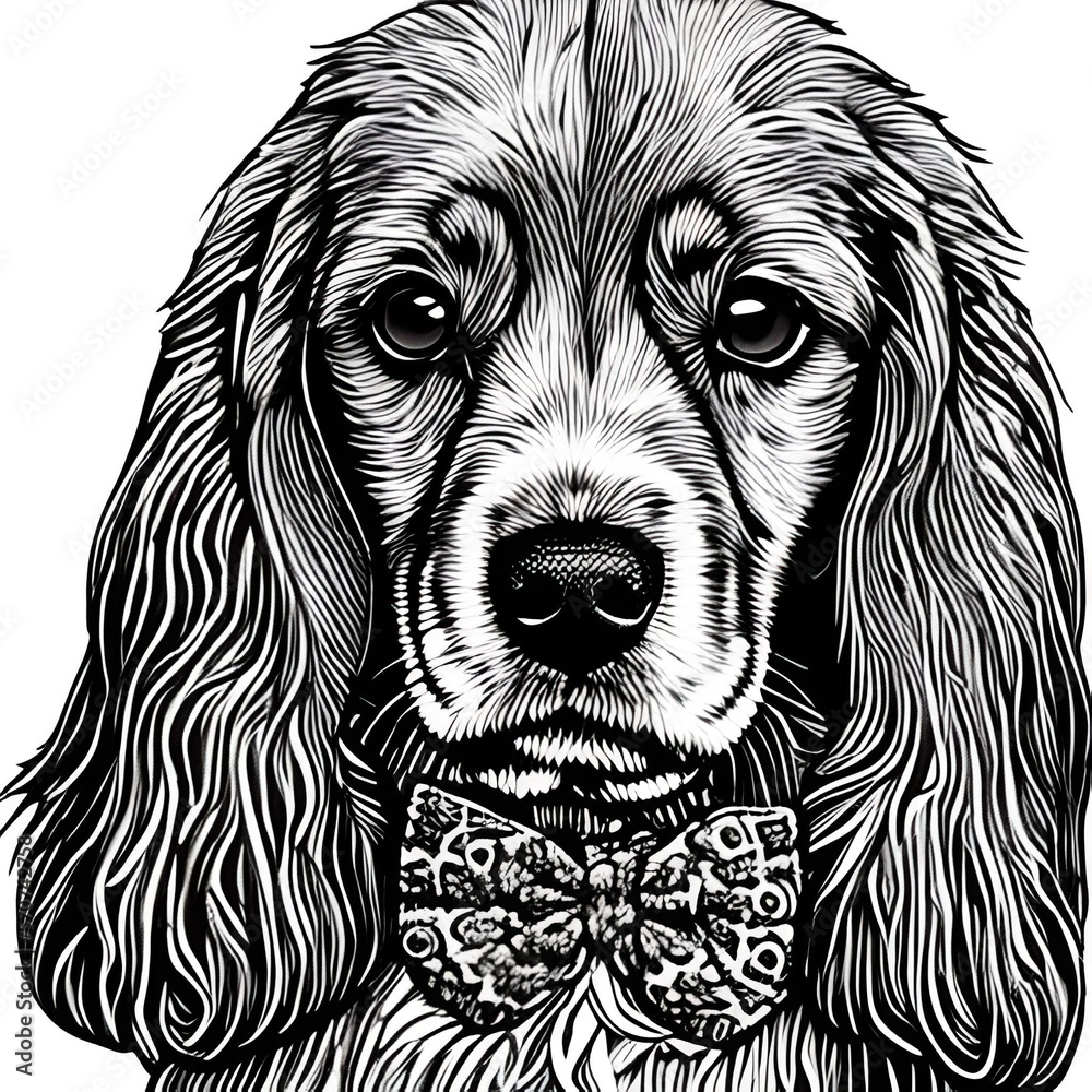 Coloring Book Pages for Adults, Cocker Spaniel Stock Illustration ...