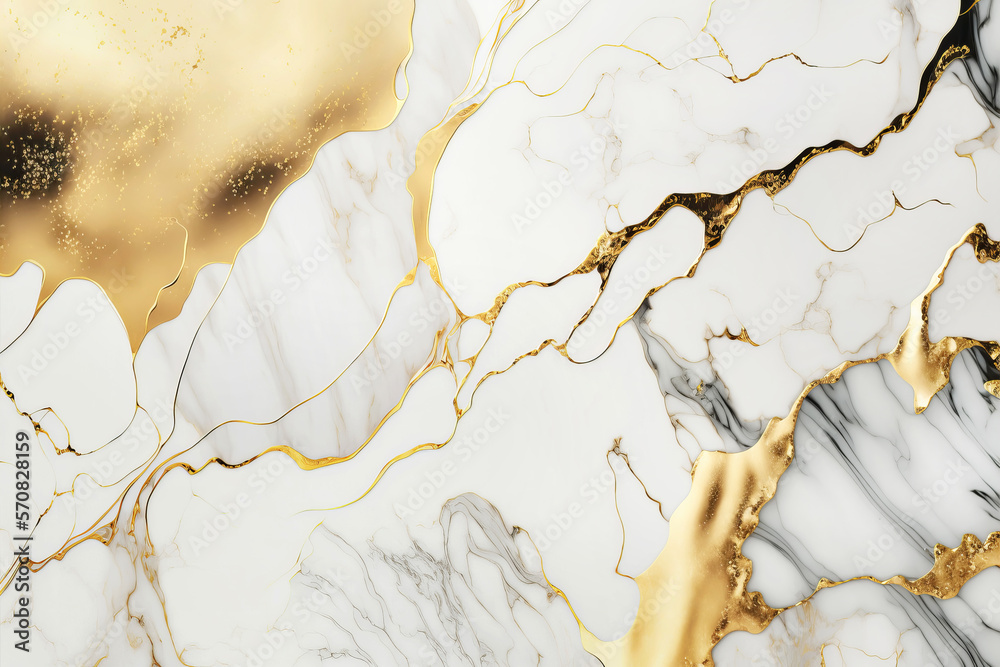 Luxury white and metallic gold marble background. Generative AI ...