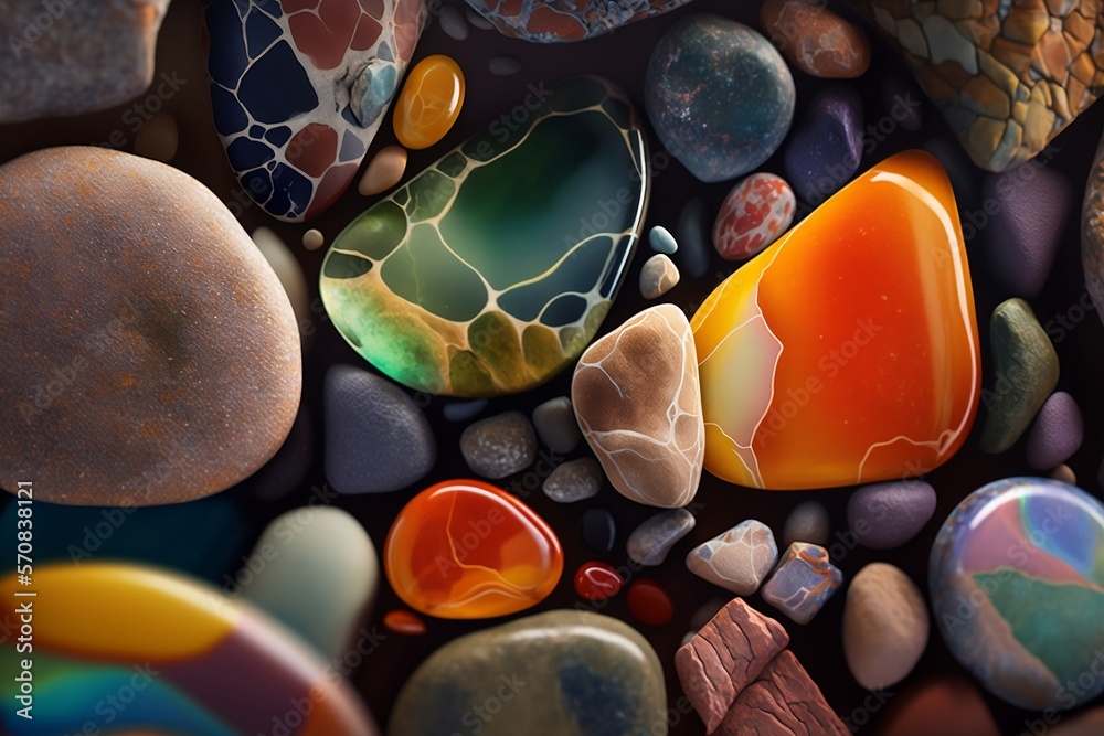 Stained Glass Cells Evoking Prehistoric Cave Art. Generative AI Stock ...
